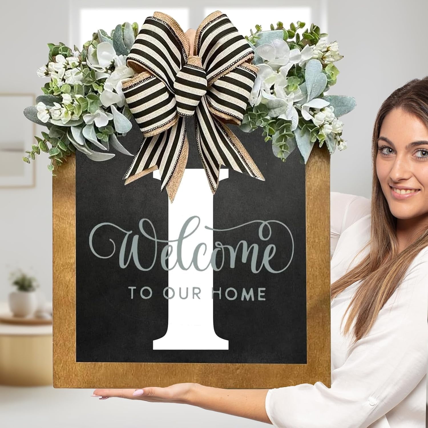 Welcome Sign with Last Name for Front Door - 14"x12", Front Door ...