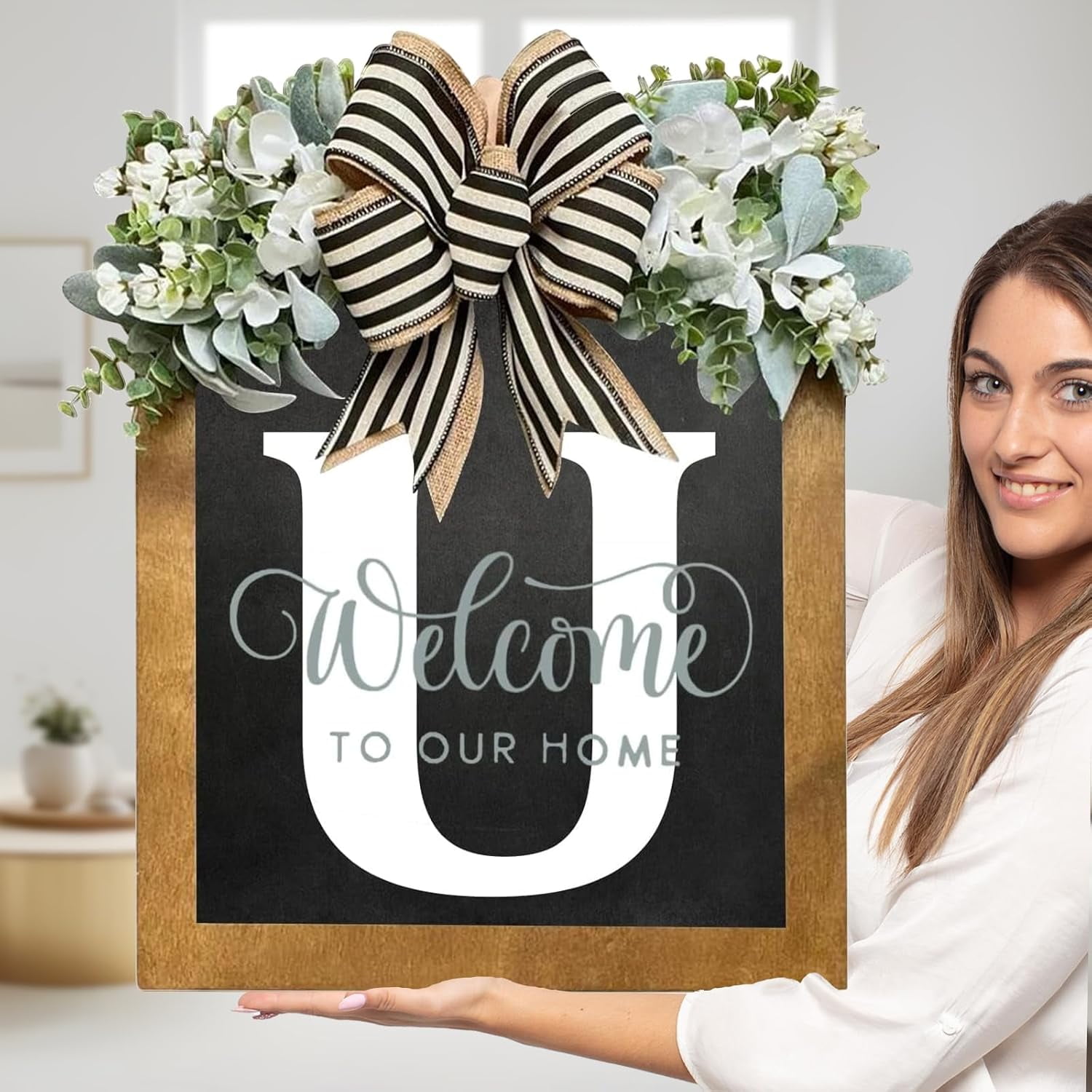 Welcome Sign with Last Name for Front Door - 14"x12", Front Door ...