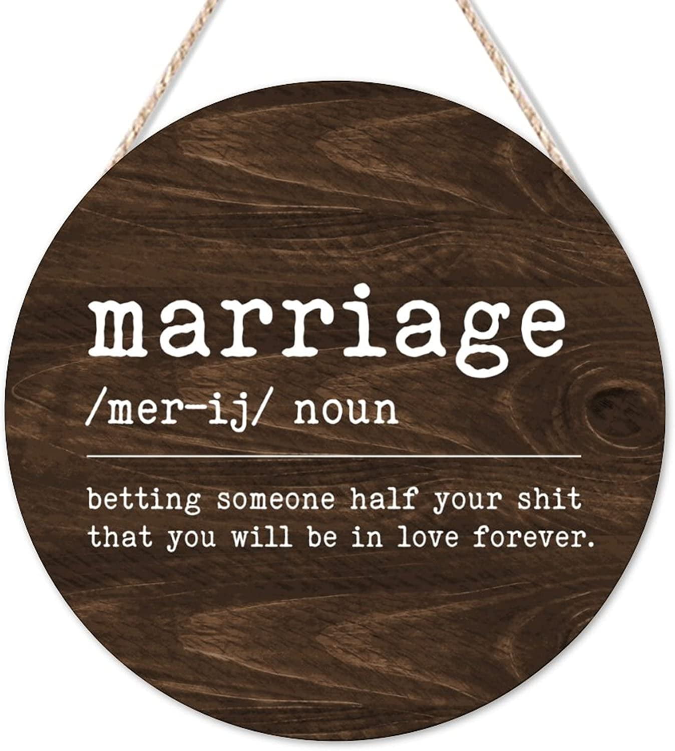 Welcome Sign Marriage Definition Round Wood Sign Vintage Word ...