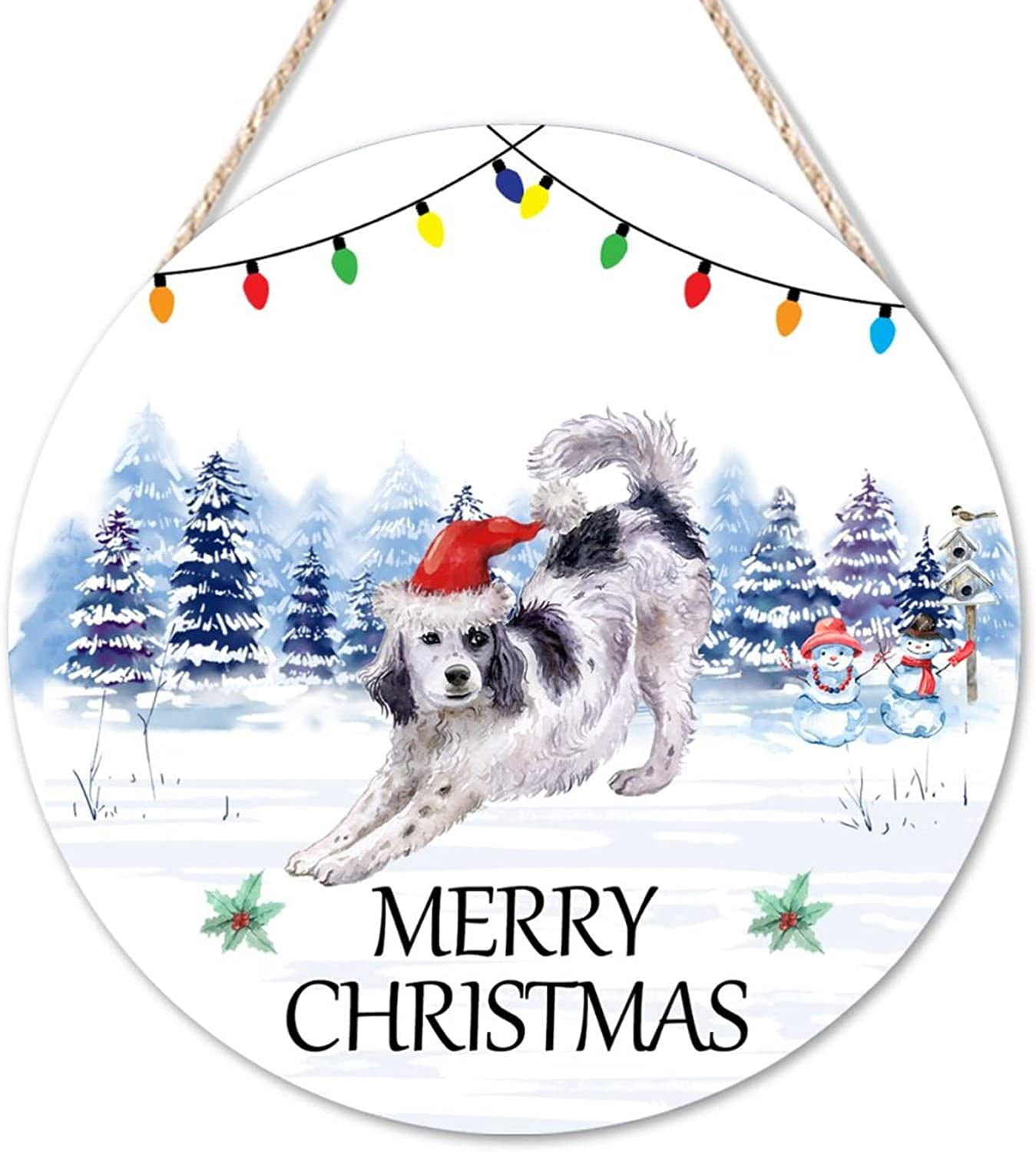 Welcome Sign Merry Christmas with Chow Chow Dog Round Wooden Signs ...