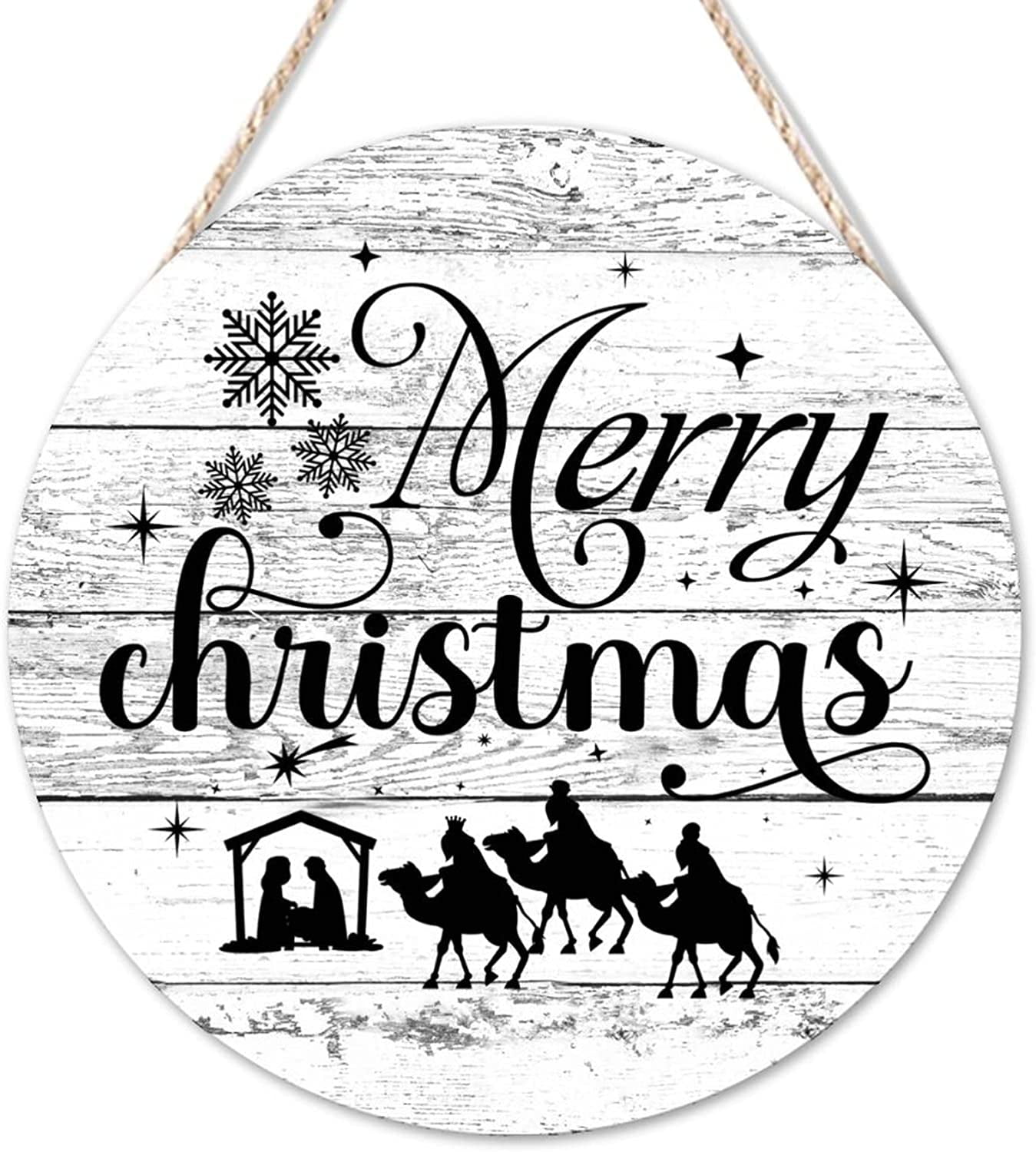 Welcome Sign Merry Christmas Round Wooden Sign Rustic Wall Sign Merry ...