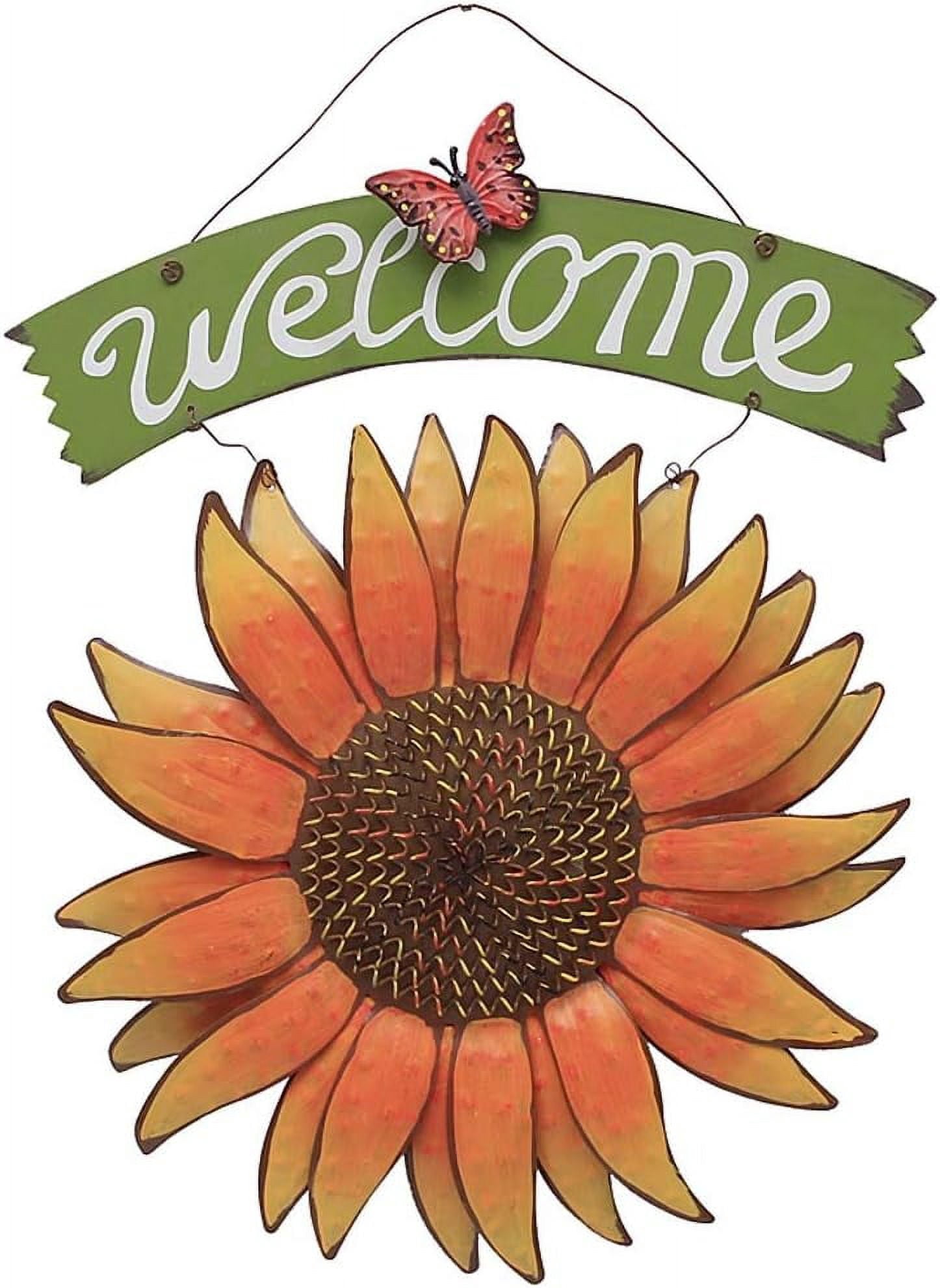 Welcome Sign Metal Hanging Sunflower Signs for Front Door Porch Wall ...