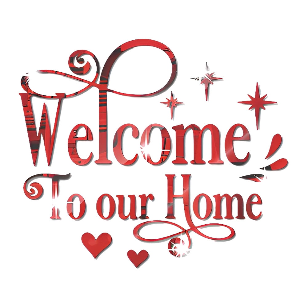 Welcome Sign Mirror Wall Stickers Letter Mirror Decals DIY Plastic ...