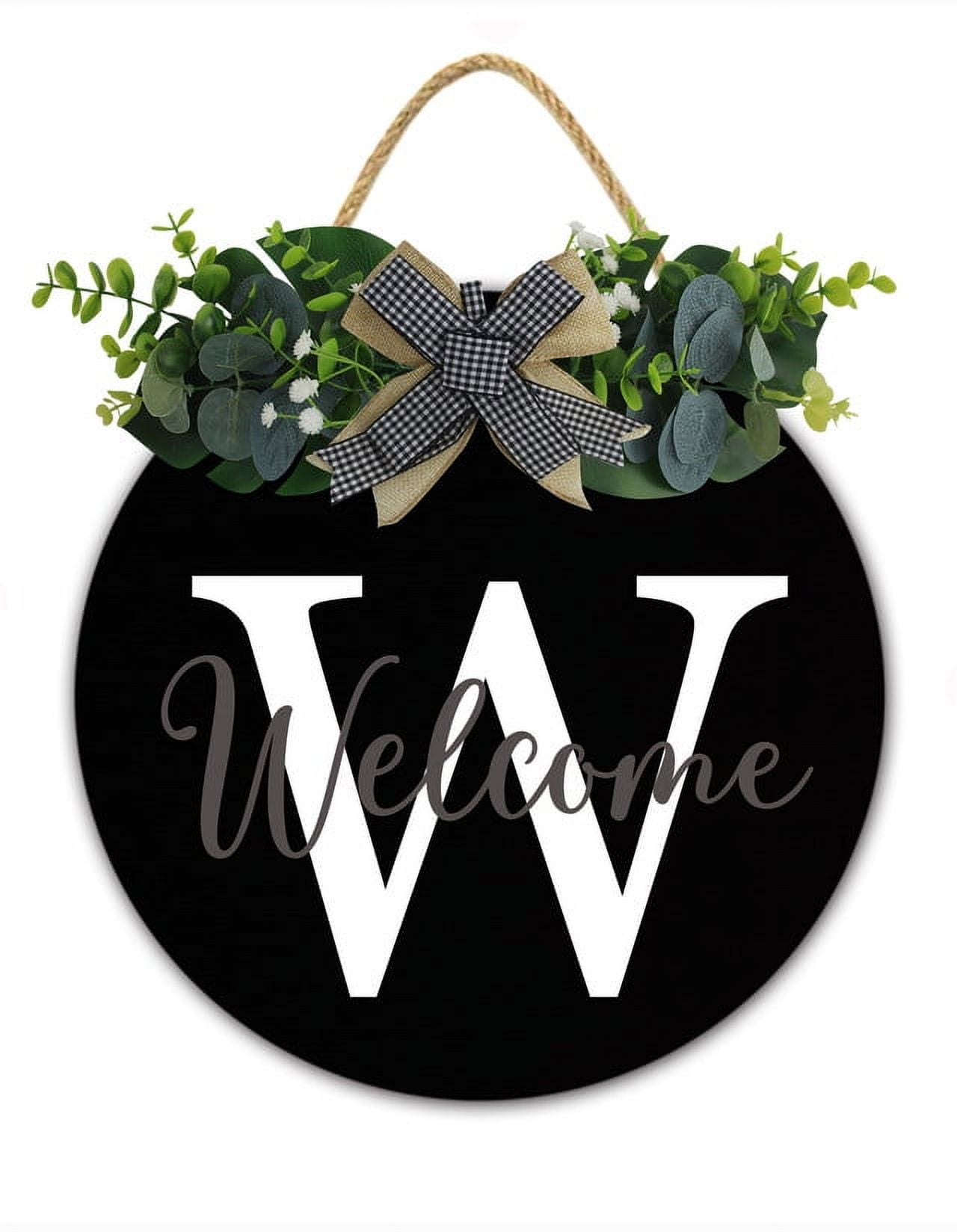 Welcome Sign With Monogram Letter W Family Last Name Initial Home ...