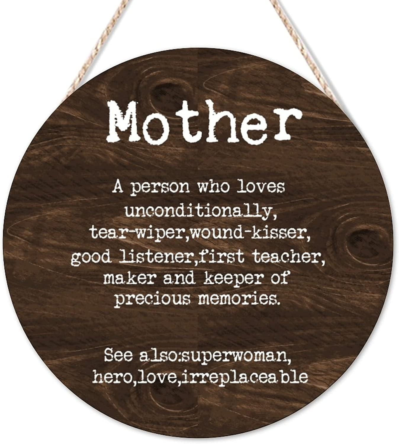 Welcome Sign Mother Definition Round Wooden Signs Word Description ...