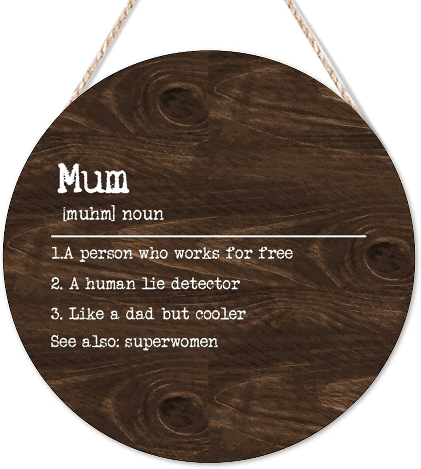 Welcome Sign Mum Definition Round Wood Signs Rustic Word Description ...