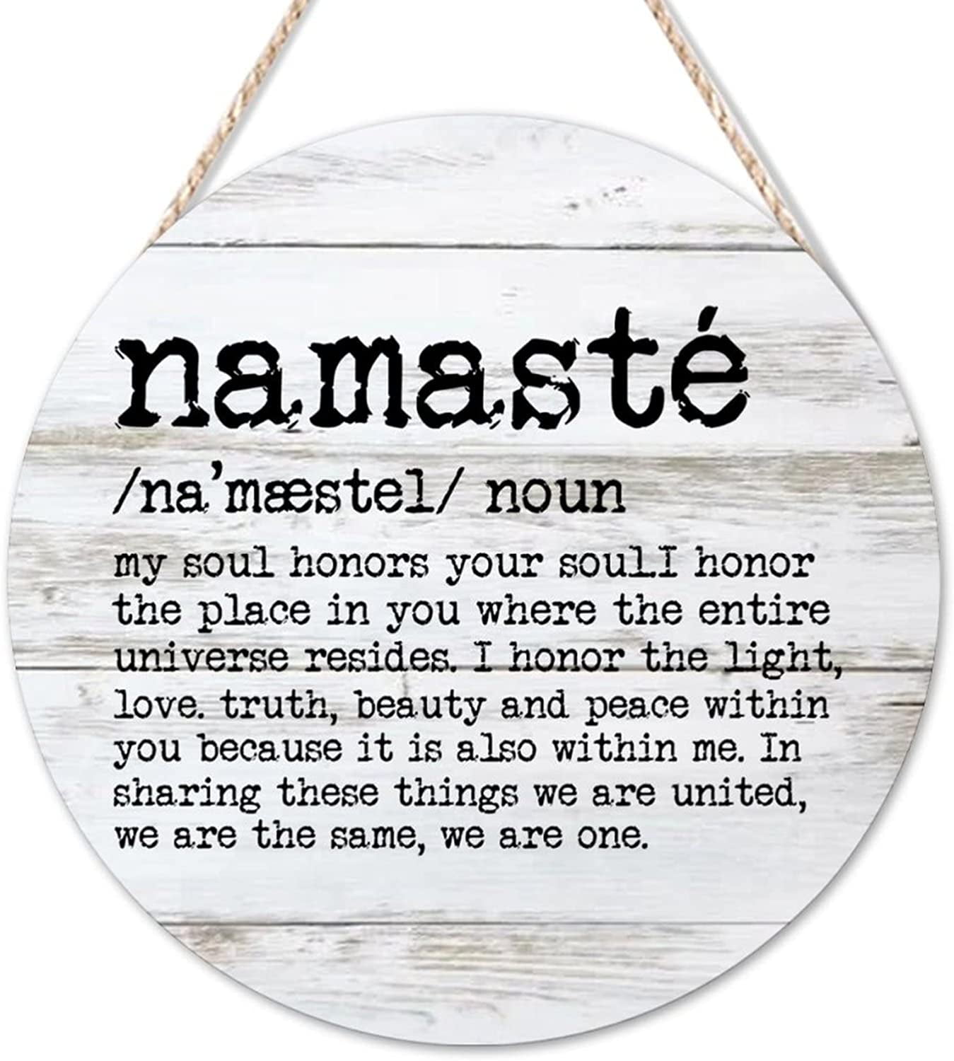 Welcome Sign Namaste Definition Round Wood Signs Farmhouse Word ...