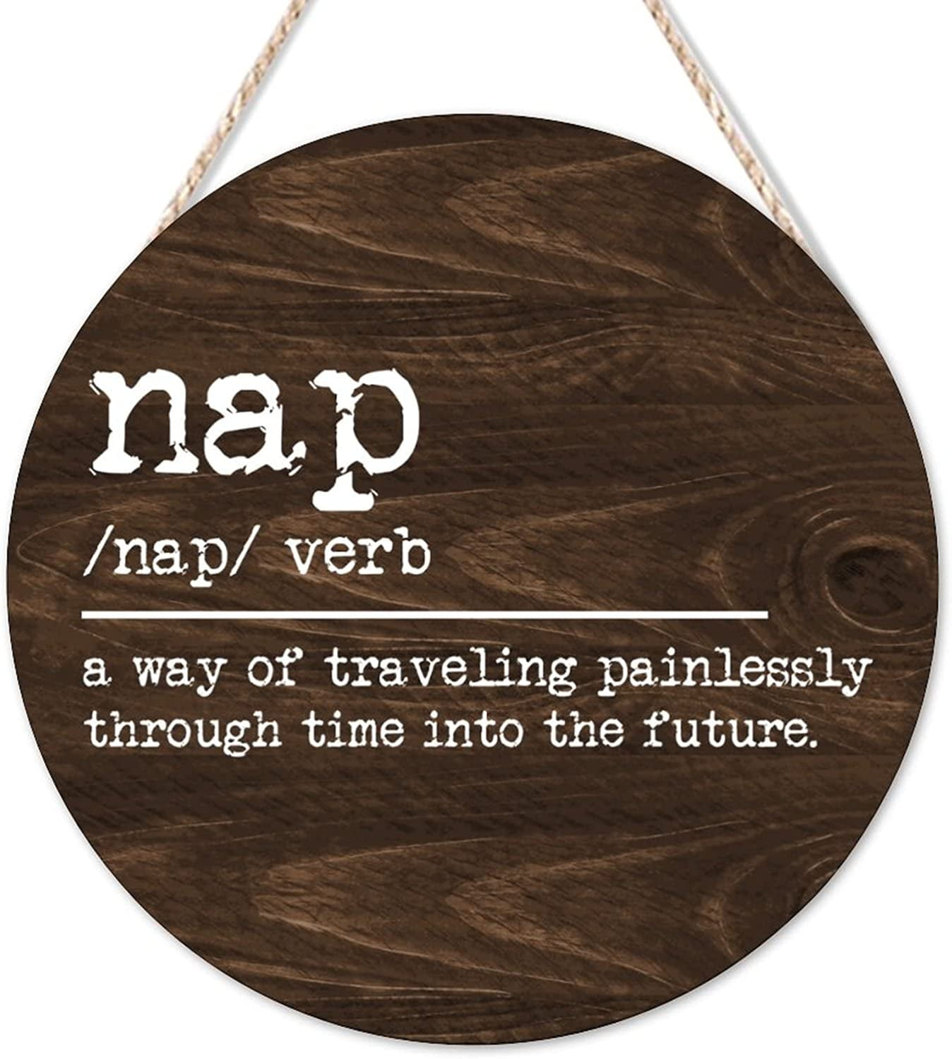 Welcome Sign Nap Definition Round Wooden Sign Word Description Hanging ...