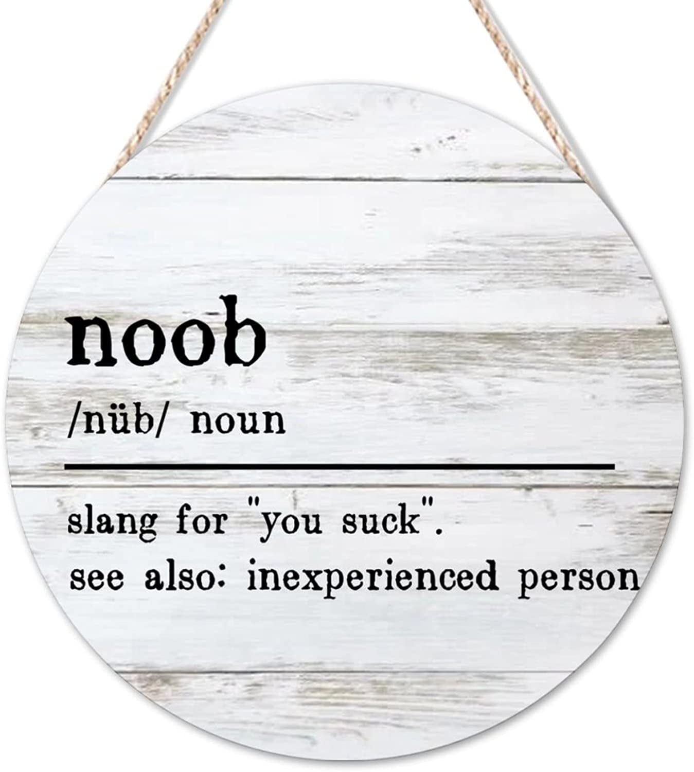 Welcome Sign Noob Definition Round Wooden Signs Word Description Wall Art Sign Farmhouse Hanging ...