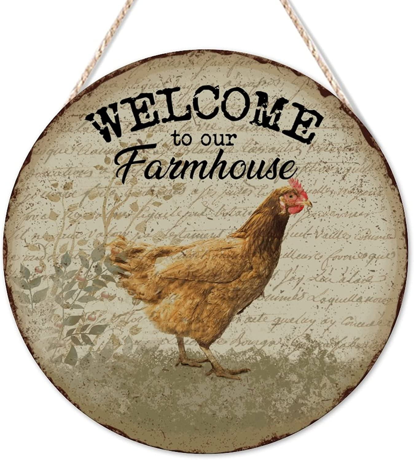Welcome Sign Welcome to Our Farmhouse Round Wood Sign Classic Farm Life ...