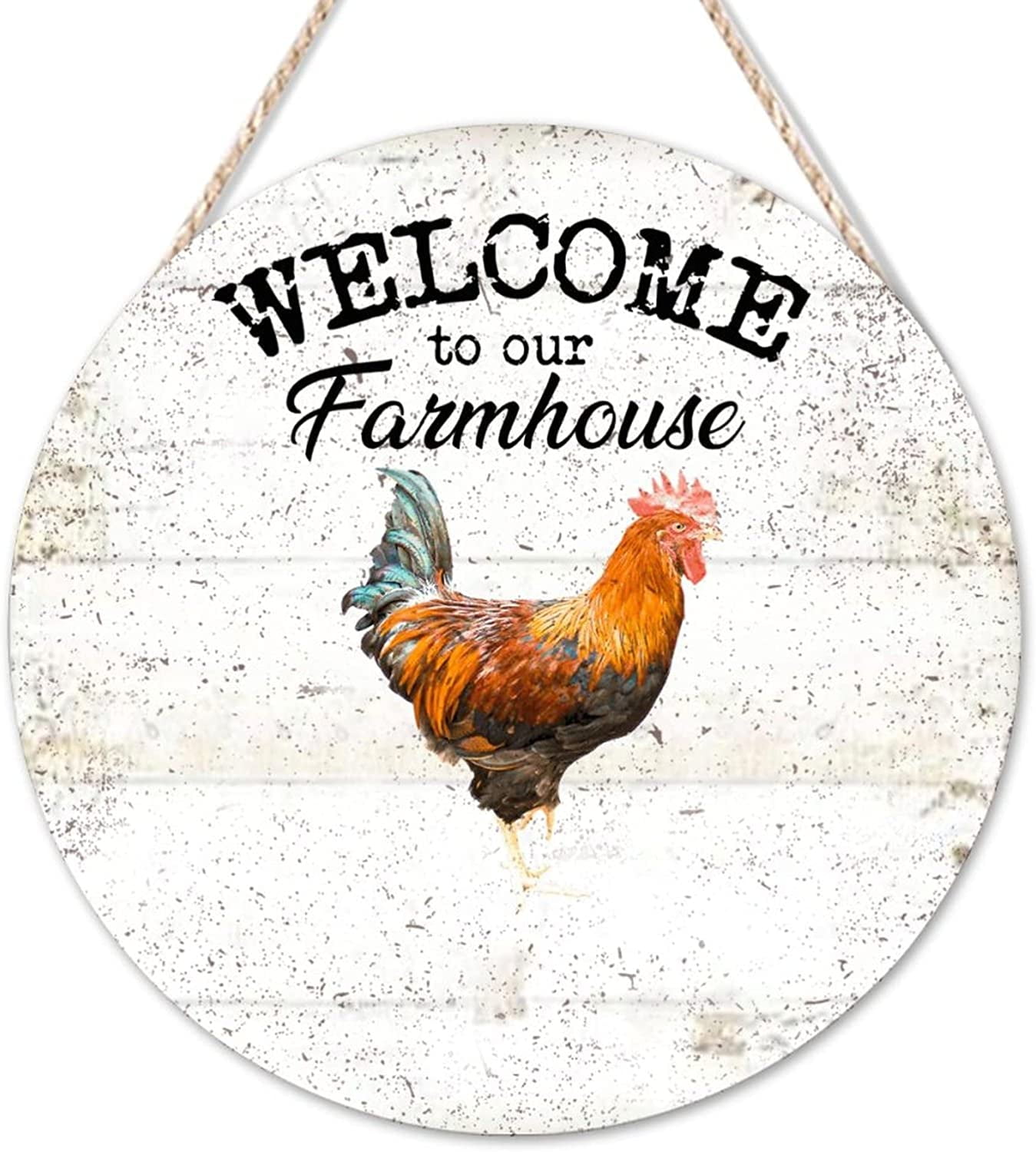 Welcome Sign Welcome to Our Farmhouse Round Wood Signs Farm Chicken ...