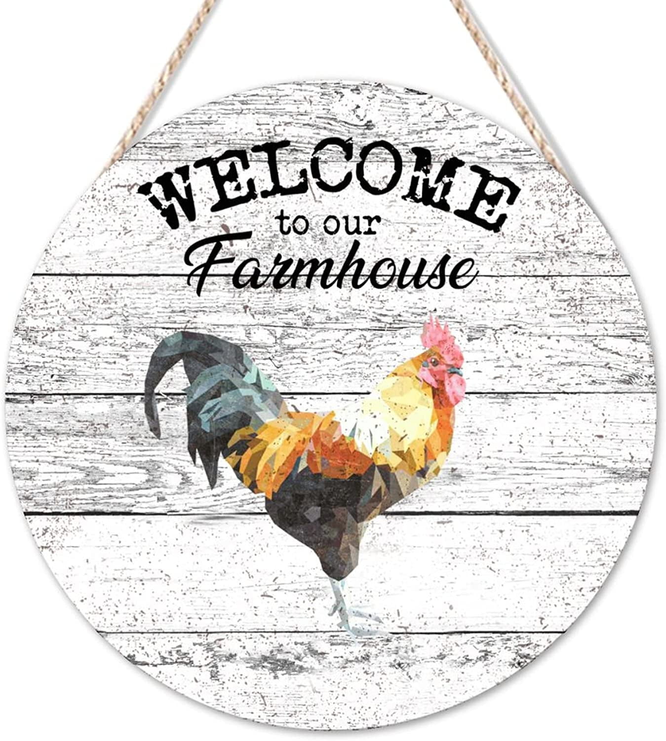 Welcome Sign Welcome to Our Farmhouse Round Wooden Signs Retro Farm ...