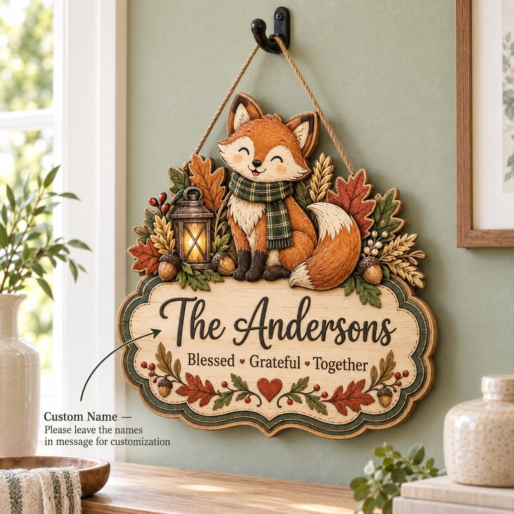 Welcome Sign Personalized Family Name Pumpkin Wood Door Hanger for ...