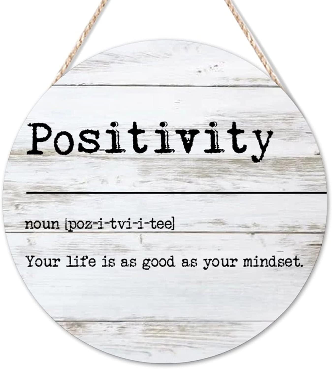 Welcome Sign Positivity Definition Round Wood Signs Vintage Word ...