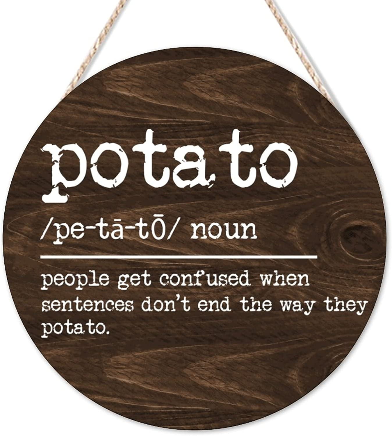 Welcome Sign Potato Definition Round Wooden Signs Word Description ...