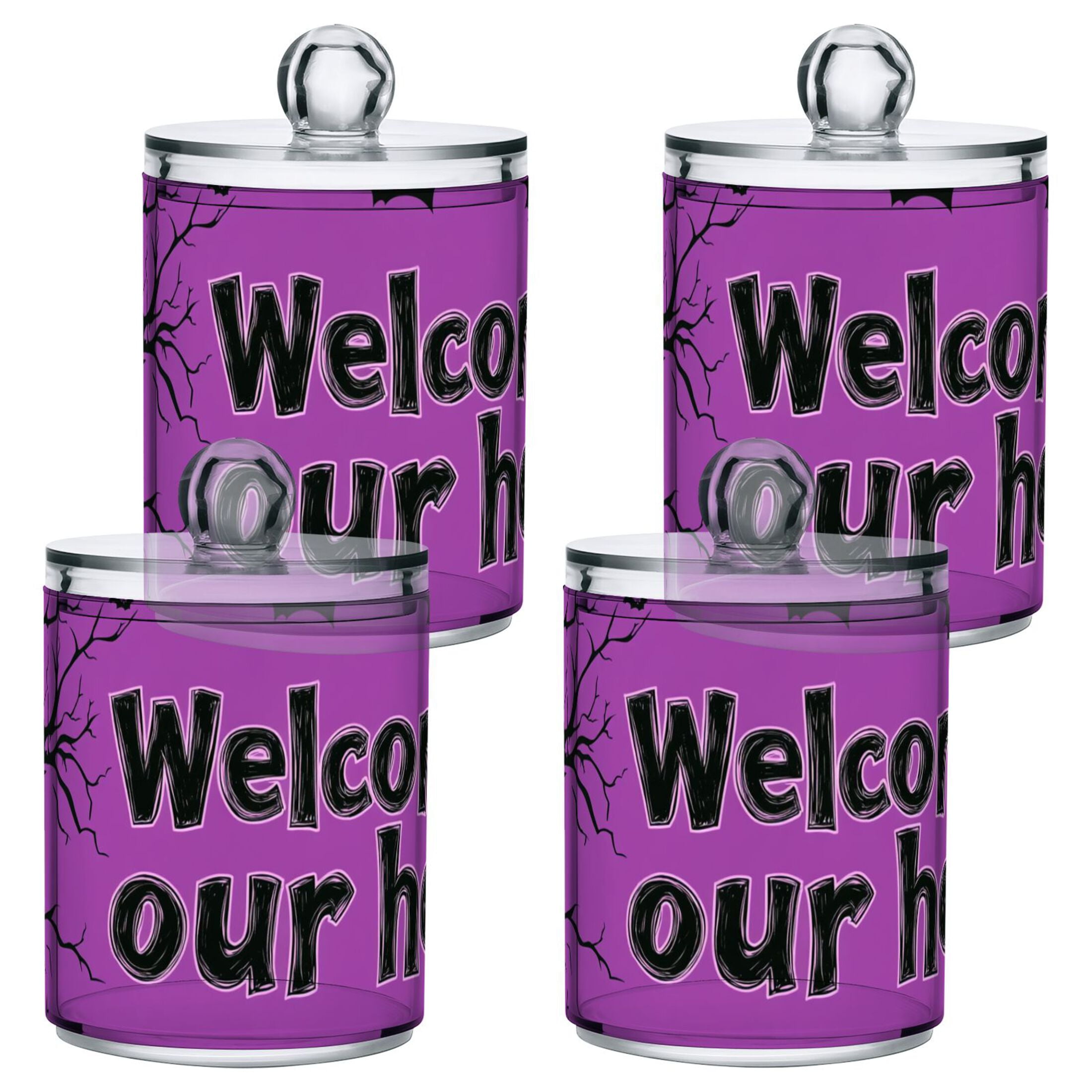 Welcome Sign Purple Halloween Translucent Plastic Cans Storage ...