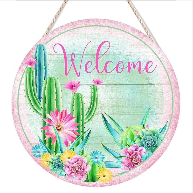 Welcome Sign Round Hanging Wood Sign Rustic Wreath Sign Wall Hanging ...