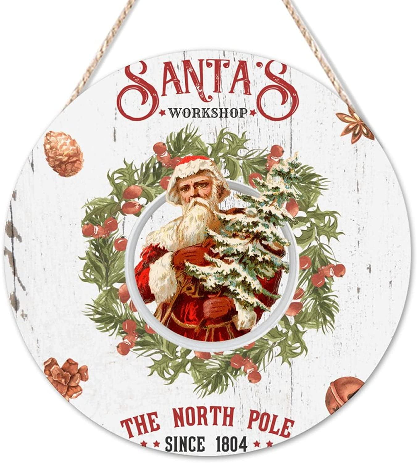 Welcome Sign Santa's Workshop The North Pole Round Wooden Sign ...