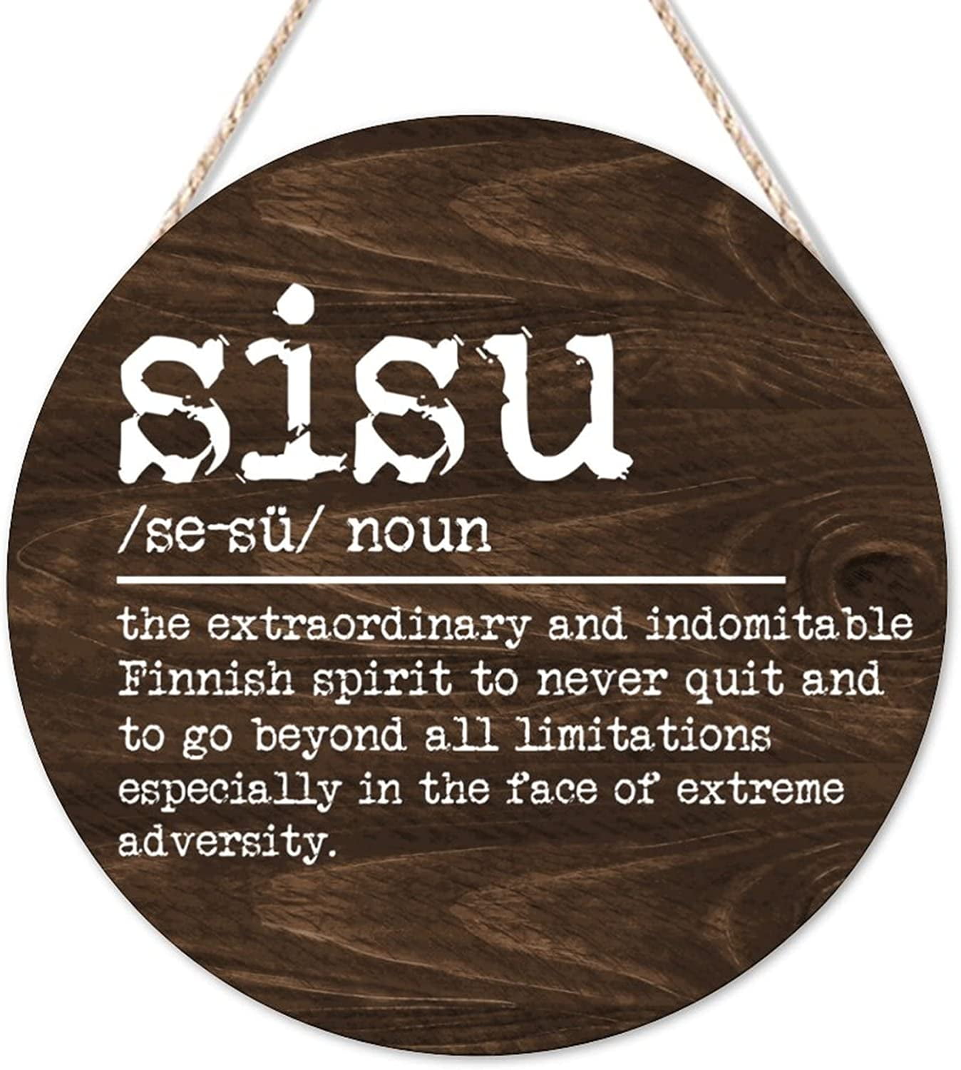Welcome Sign Sisu Definition Round Wooden Sign Rustic Word Description ...