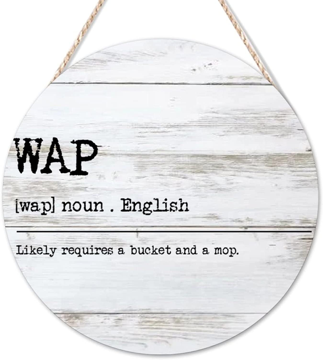Welcome Sign Wap Definition Round Wood Sign Word Description Wooden Art ...