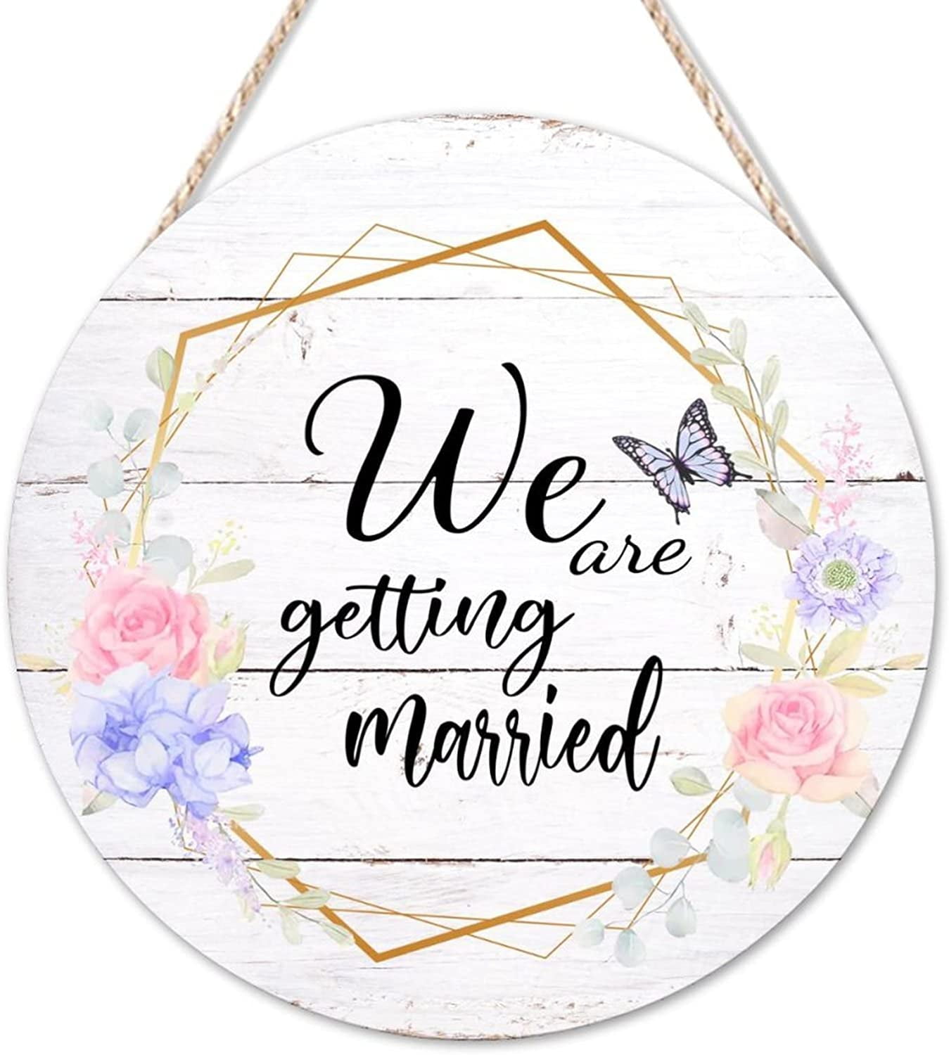Welcome Sign We are Getting Married Round Wood Sign Wooden Wall Sign ...