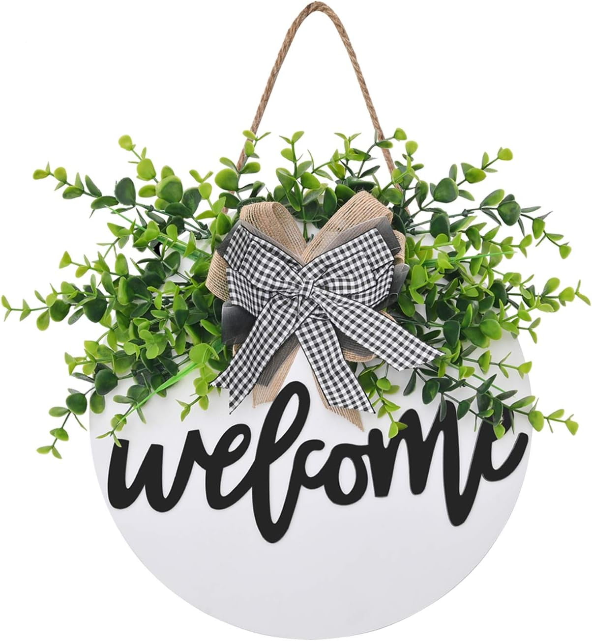 Welcome Sign Welcome Front Door Round Wood Sign Hanging Welcome Sign ...