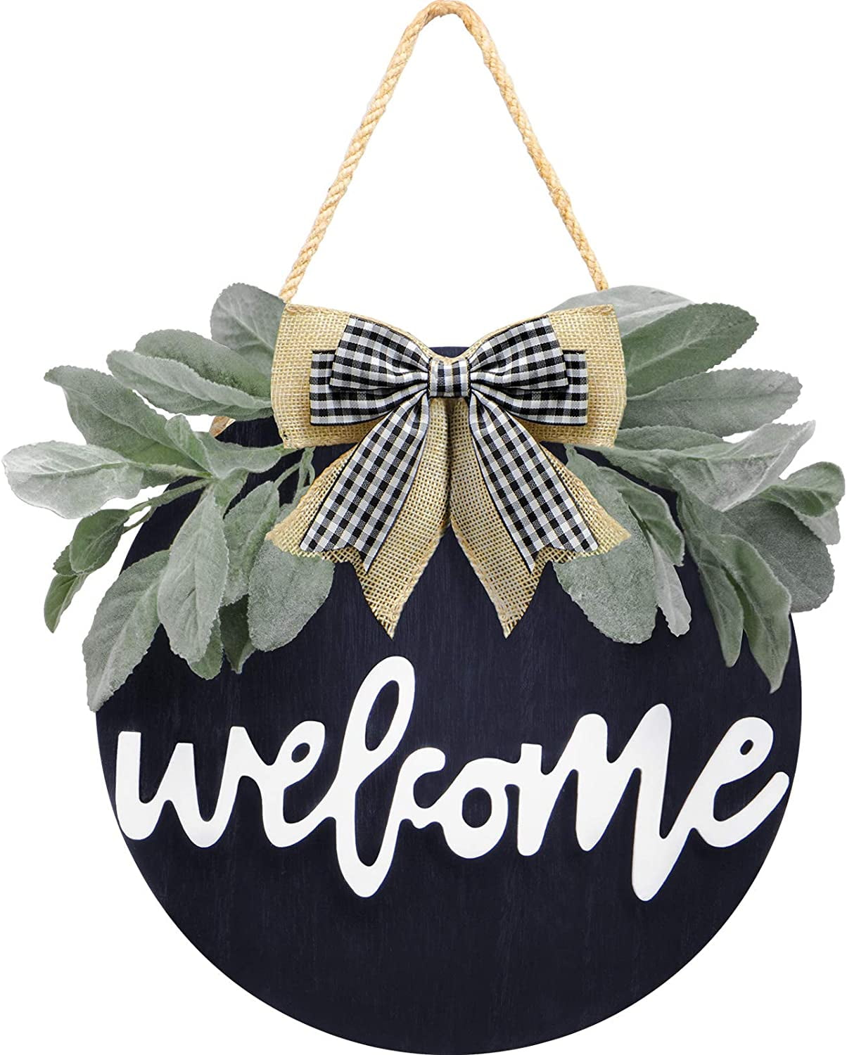 Welcome Sign Welcome Front Door Round Wood Sign Hanging Welcome Sign ...