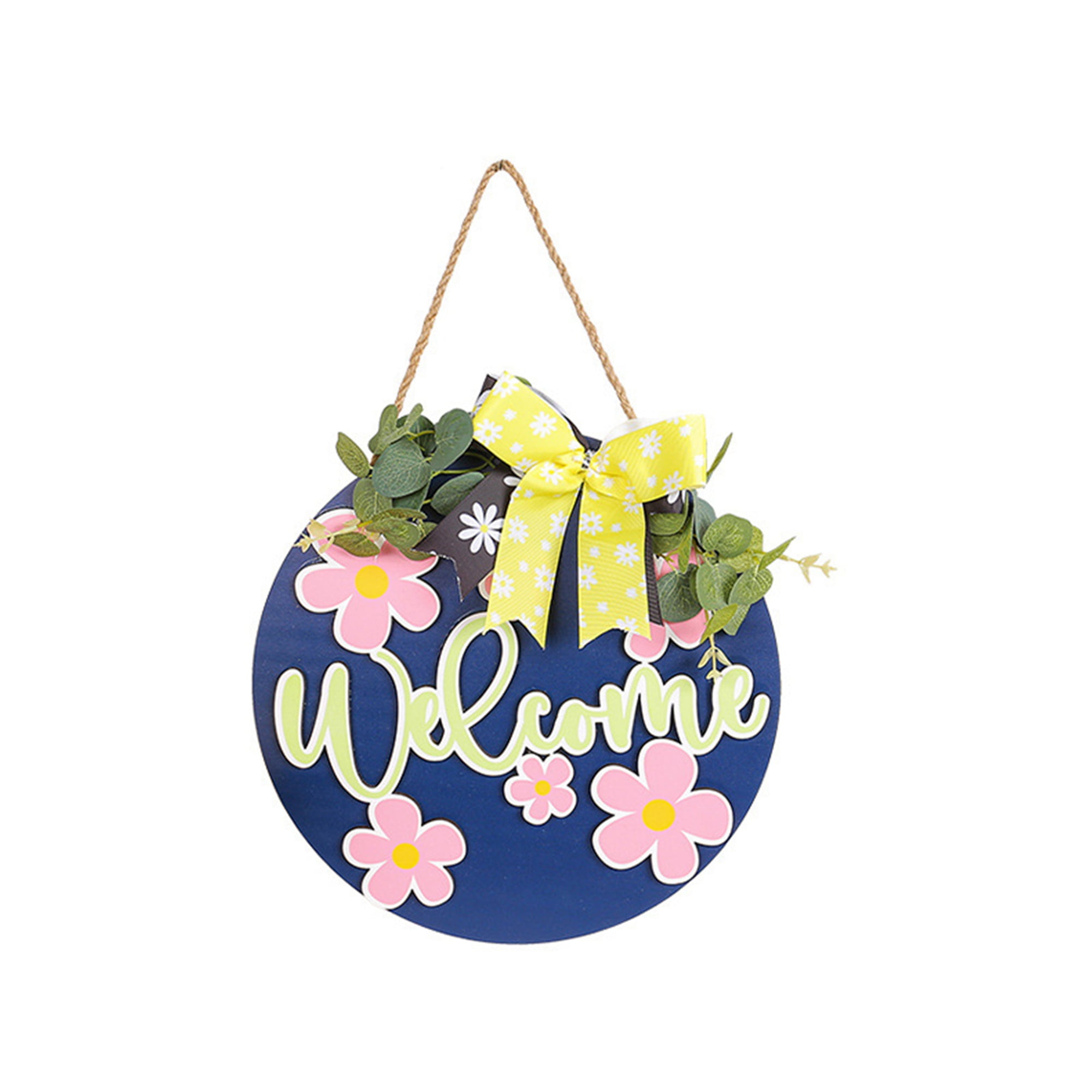 Welcome Sign Welcome Front Door Round Wood Sign Hanging Welcome Sign ...