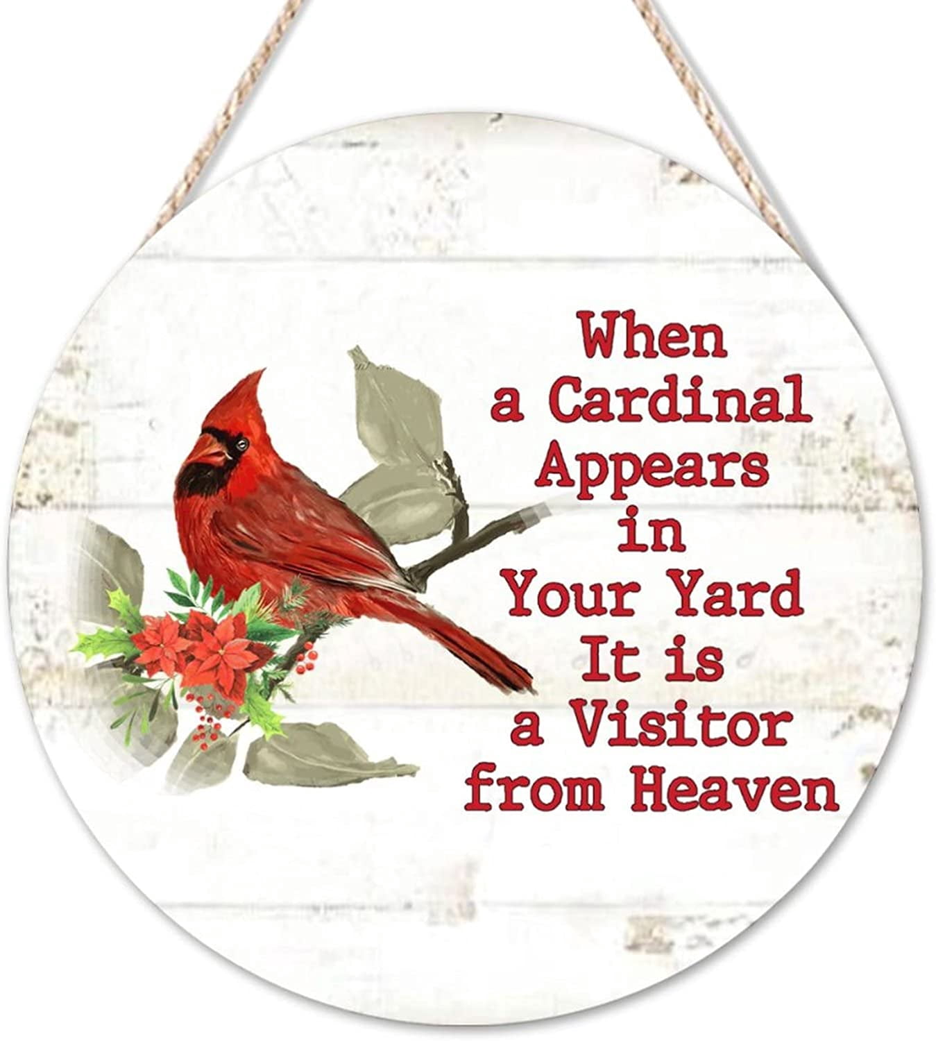 Welcome Sign When A Red Bird Appears in Your Yard Round Wood Signs Wood ...