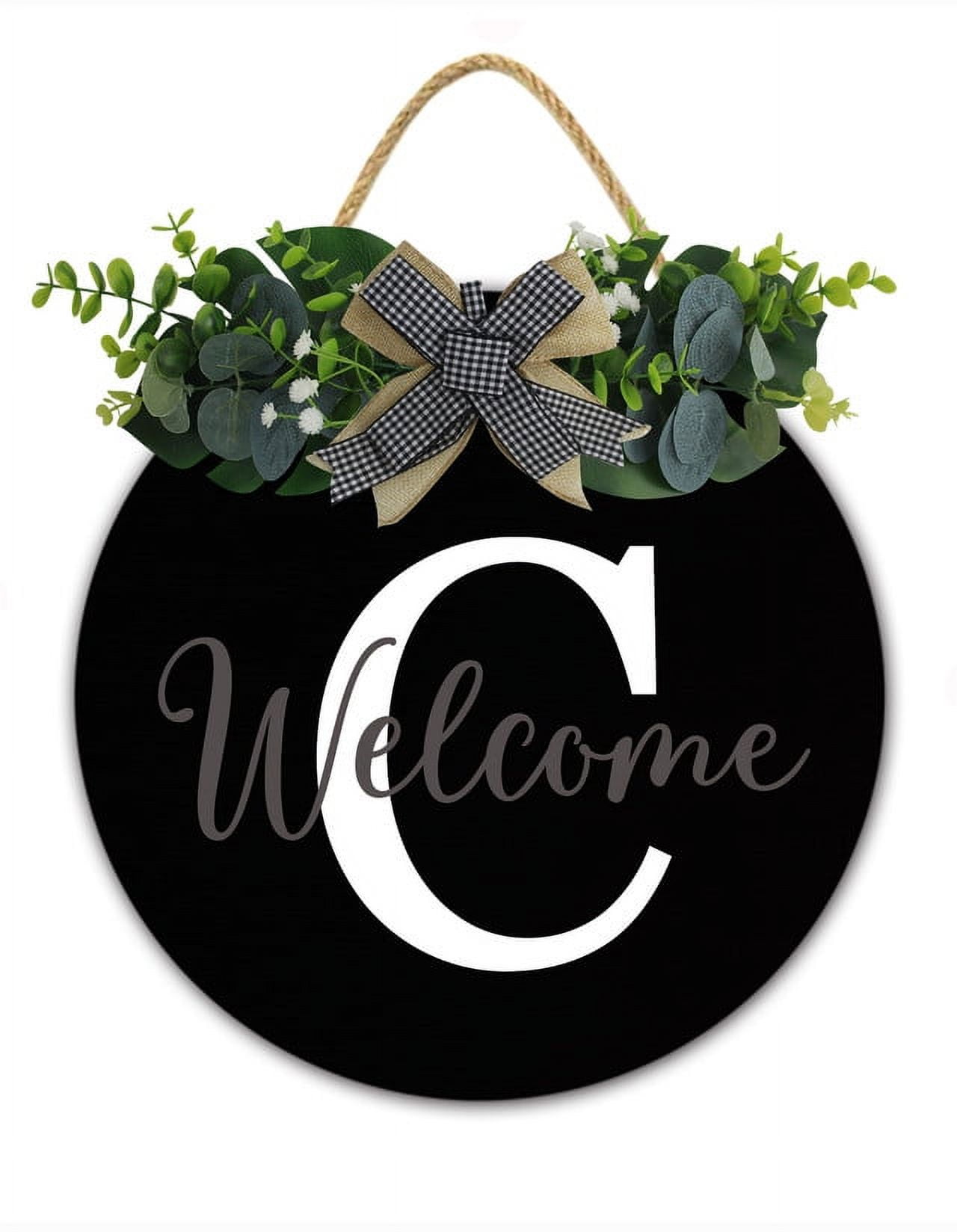 Welcome Sign With Monogram Letter C Family Last Name Initial Home ...