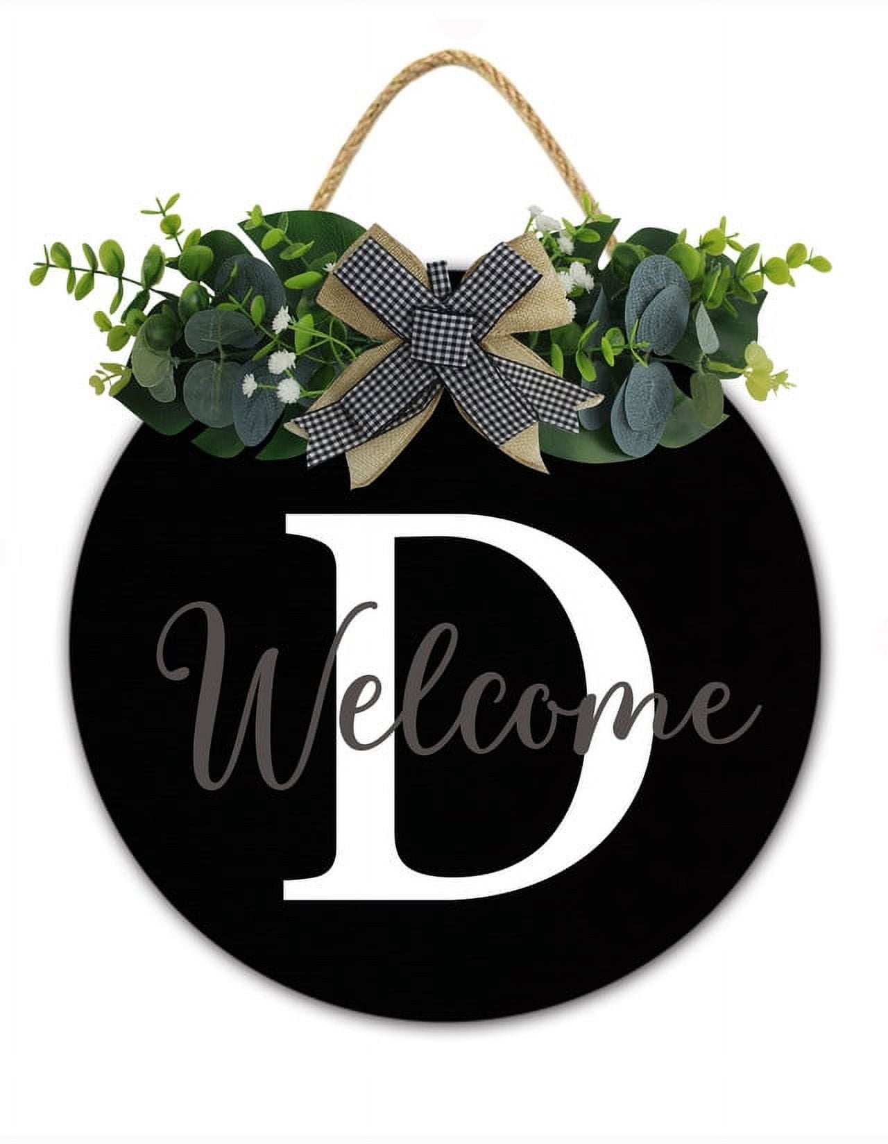 Welcome Sign With Monogram Letter D Family Last Name Initial Home ...
