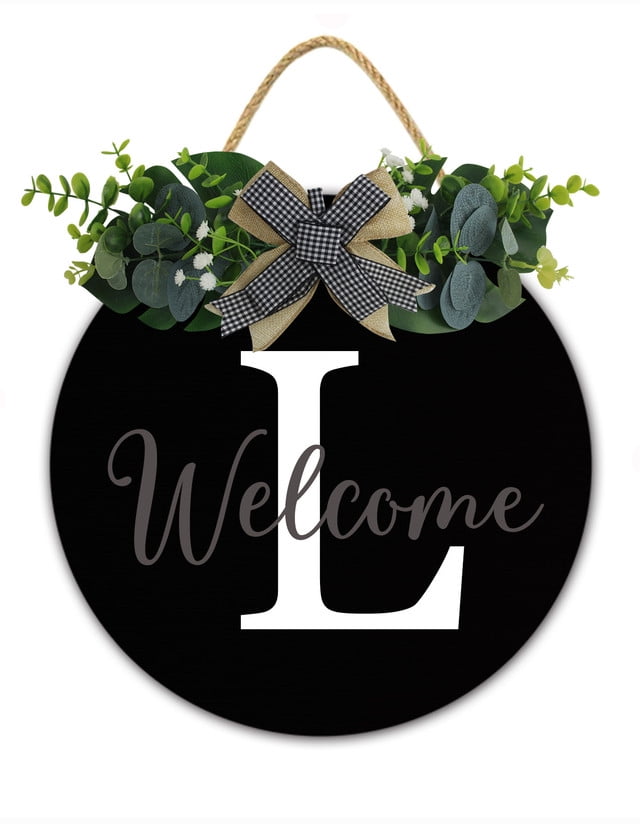 Welcome Sign With Monogram Letter L Family Last Name Initial Home ...