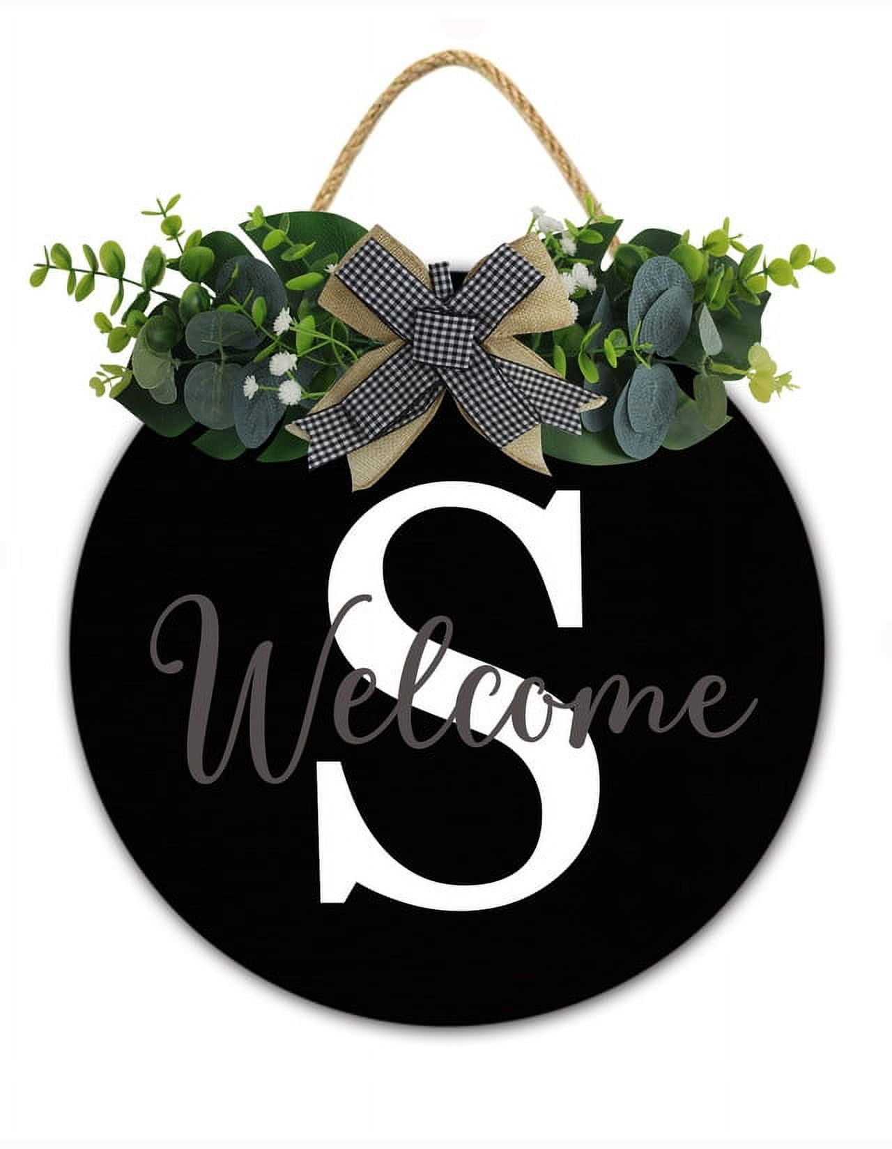 Welcome Sign With Monogram Letter S Family Last Name Initial Home ...