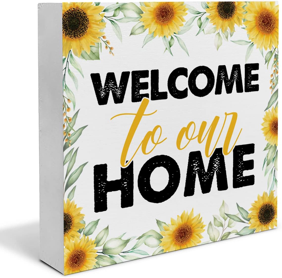 Welcome Sign Wood Box Sign Art Desk Decor Welcome to Our Home Farmhouse ...