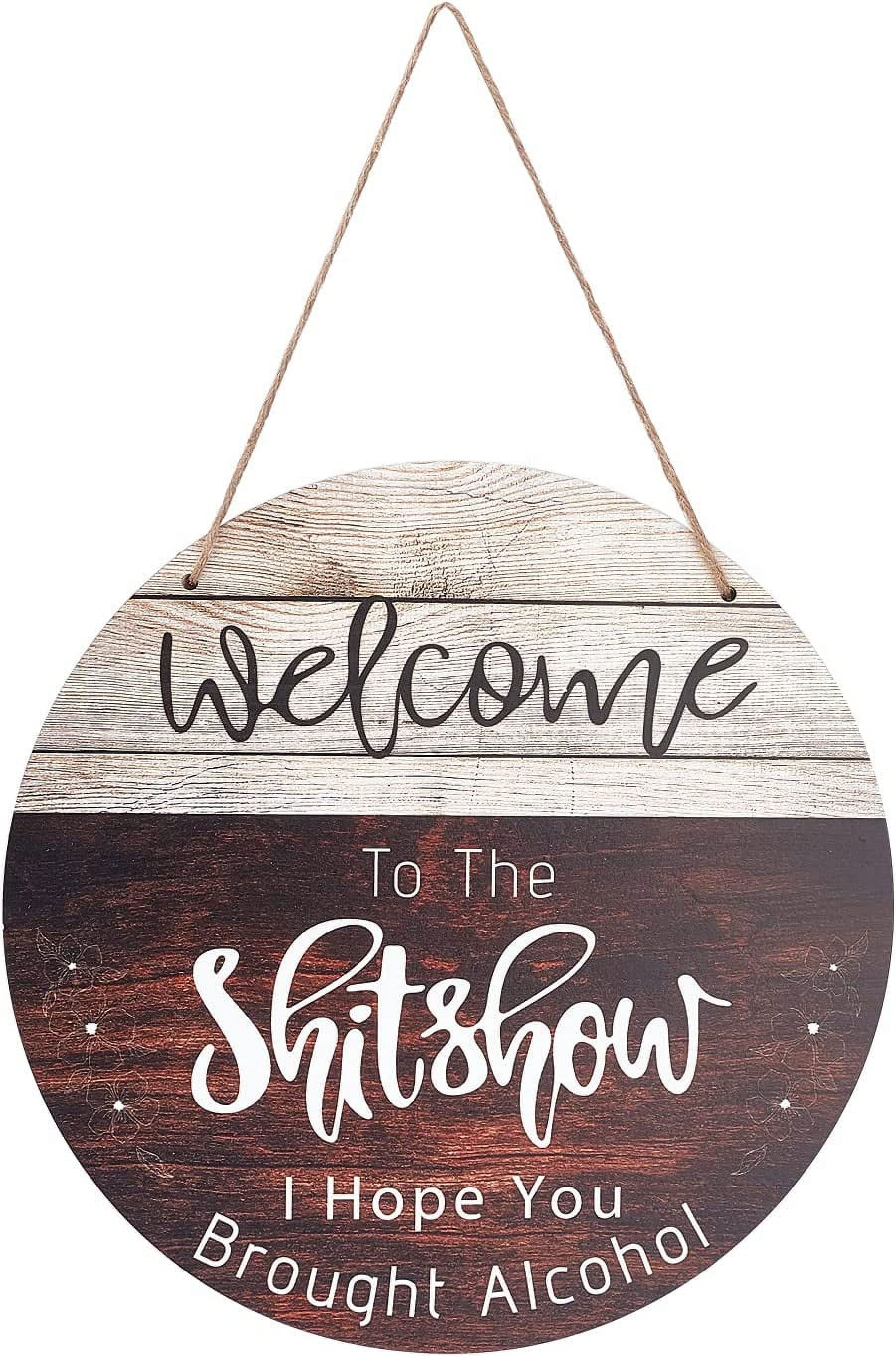 Welcome Sign Wood Hanging Wall Decorations Flat Round for Party ...