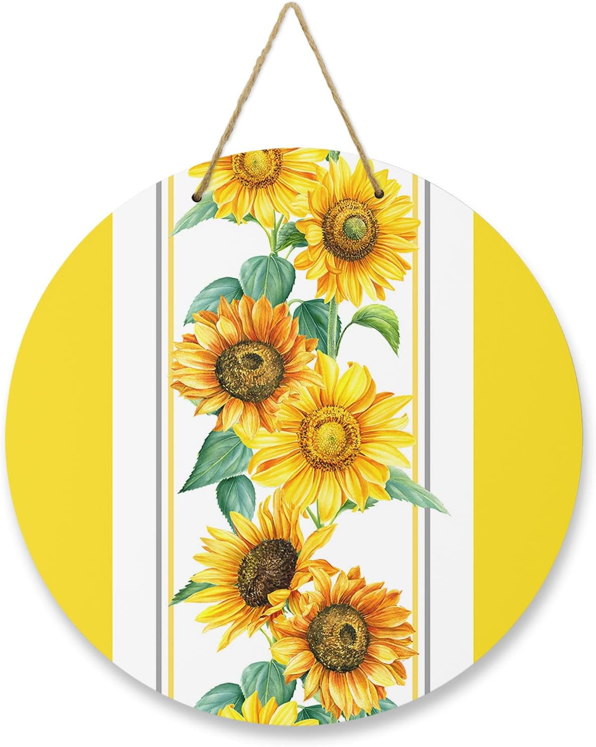 Welcome Sign Wood Rounds for Front Door Sunflower Flowers 12x12 Wood ...