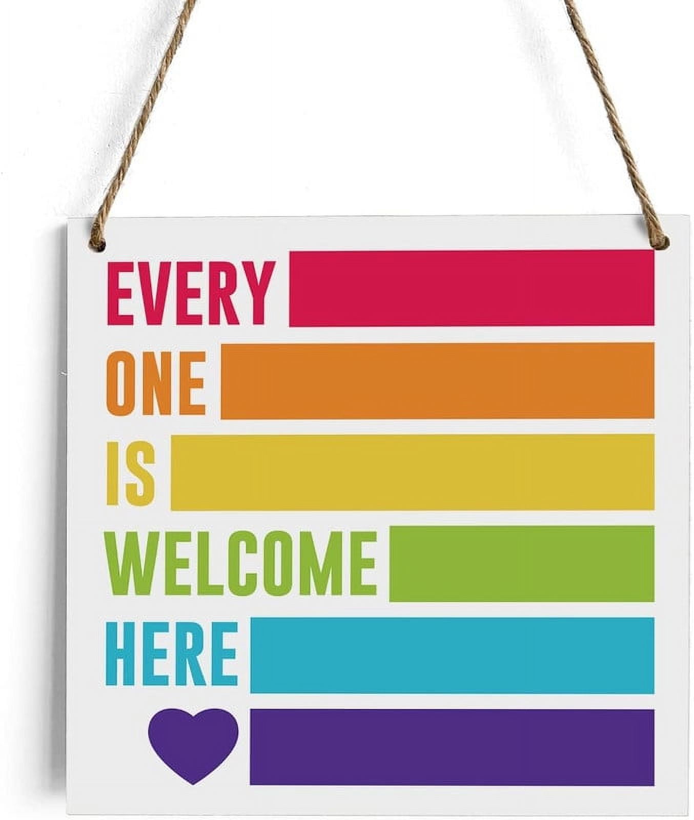 Welcome Sign Wood Wall Hanging Decor Funny Diversity Pride Wooden Decor ...