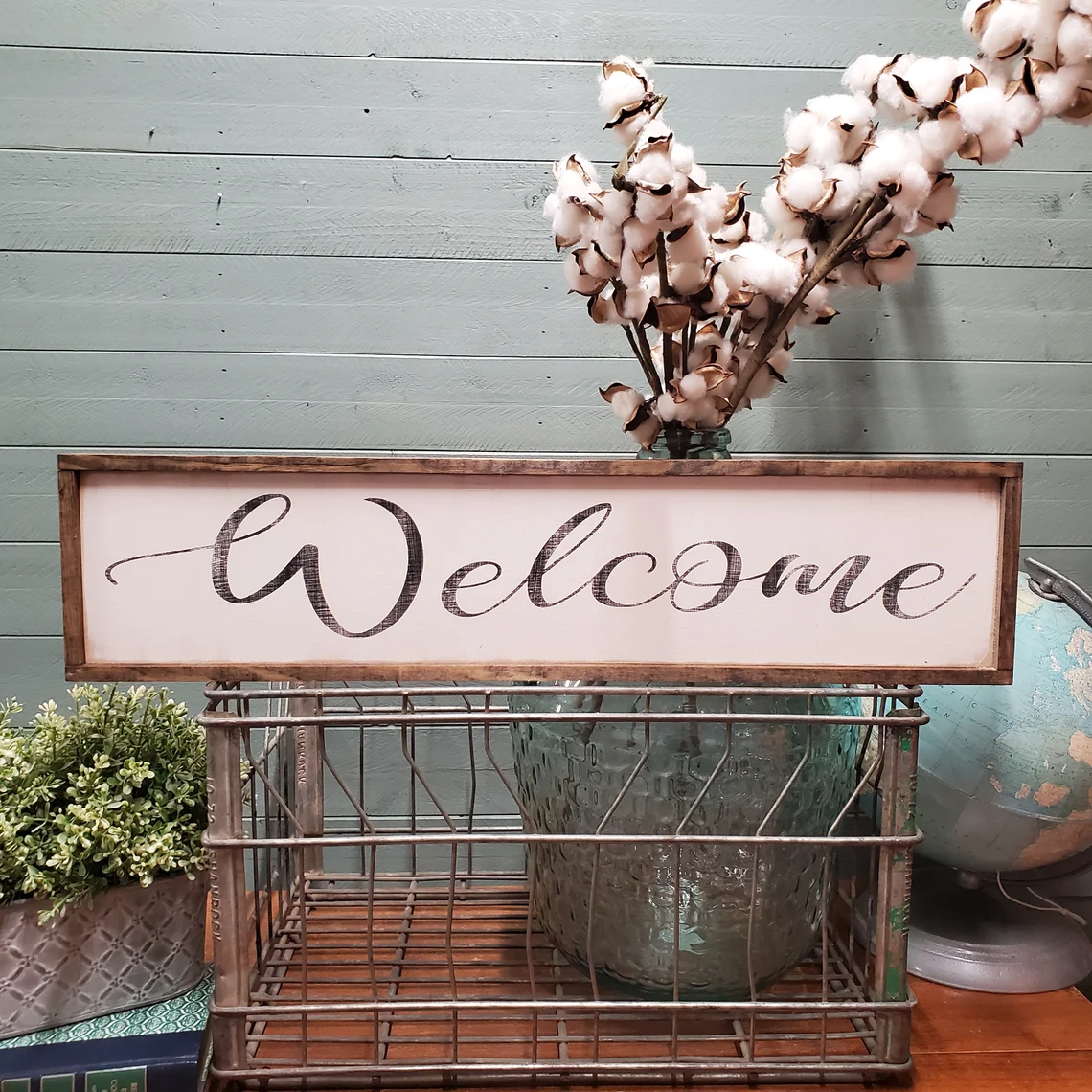 Welcome Sign, Wood Welcome Sign, Rustic Welcome Sign, Farmhouse Style ...
