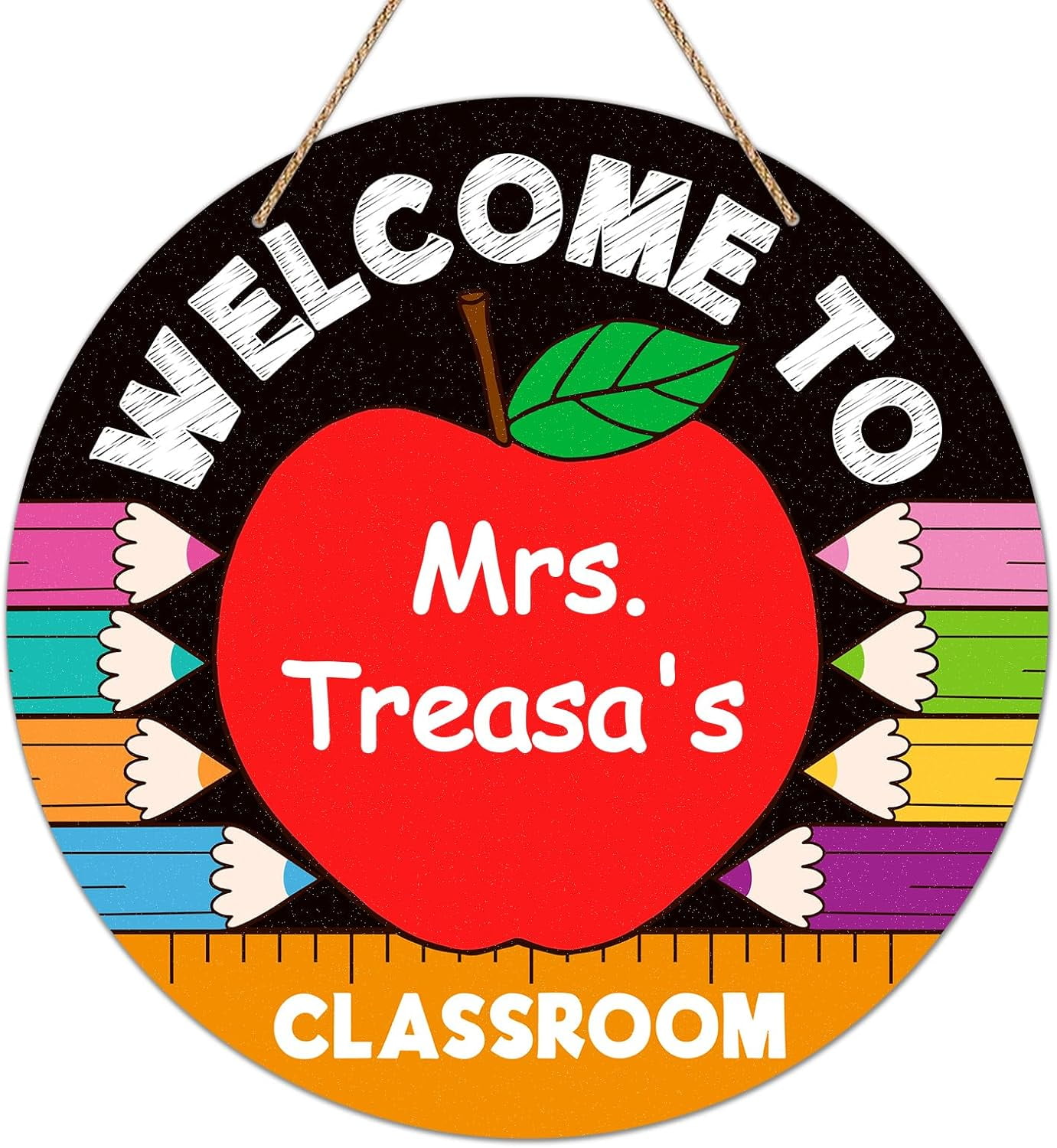 Welcome Sign for Classroom Door Decorations - 12" Personalized Teacher ...