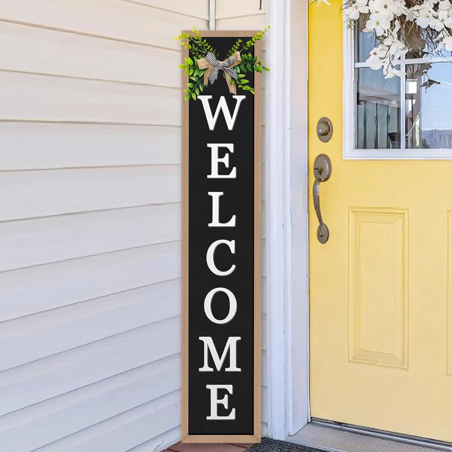 Welcome Sign for Front Door, 45"X9" Standing Frame Outdoor Large ...