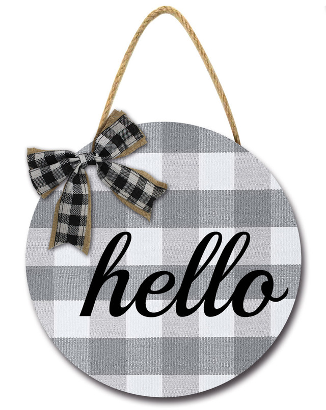 Welcome Sign for Front Door, Hello Sign Decor Round Wood Hanging Sign ...
