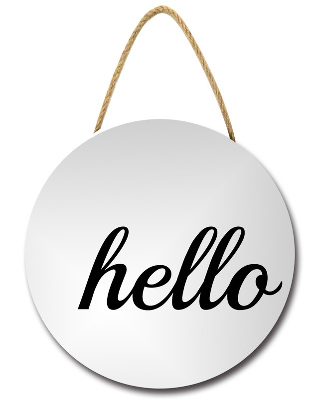 Welcome Sign for Front Door, Hello Sign Decor Round Wood Hanging Sign ...