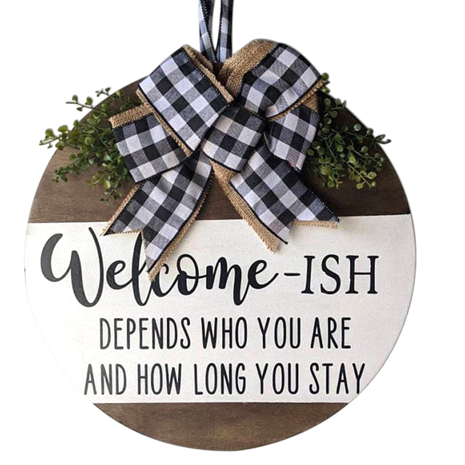 Welcome Sign for Front Door Porch Outdoor Decor Spring Rustic Round ...