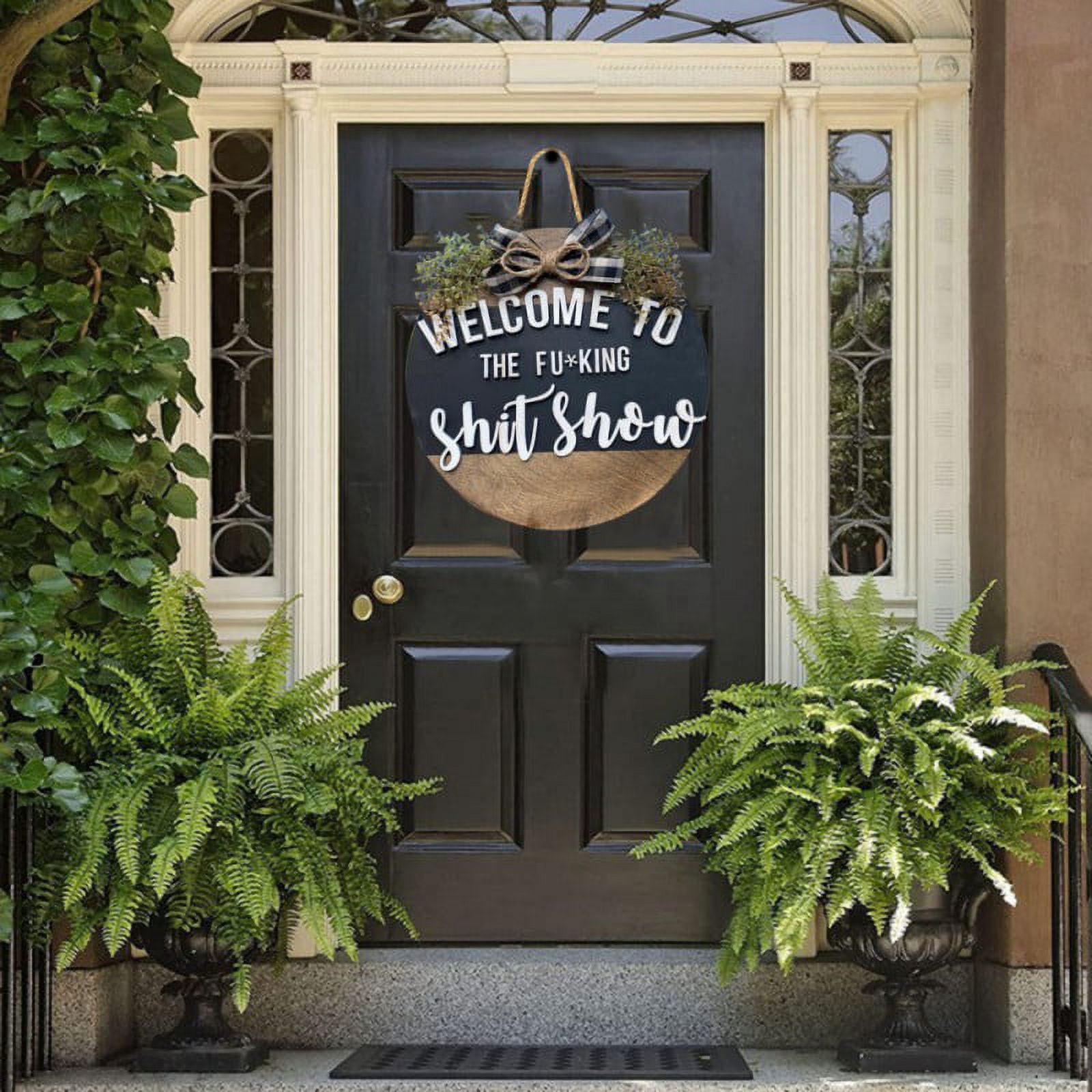 Welcome Sign for Front Door,Seasonal Wreaths Rustic Wood Hanging Signs ...