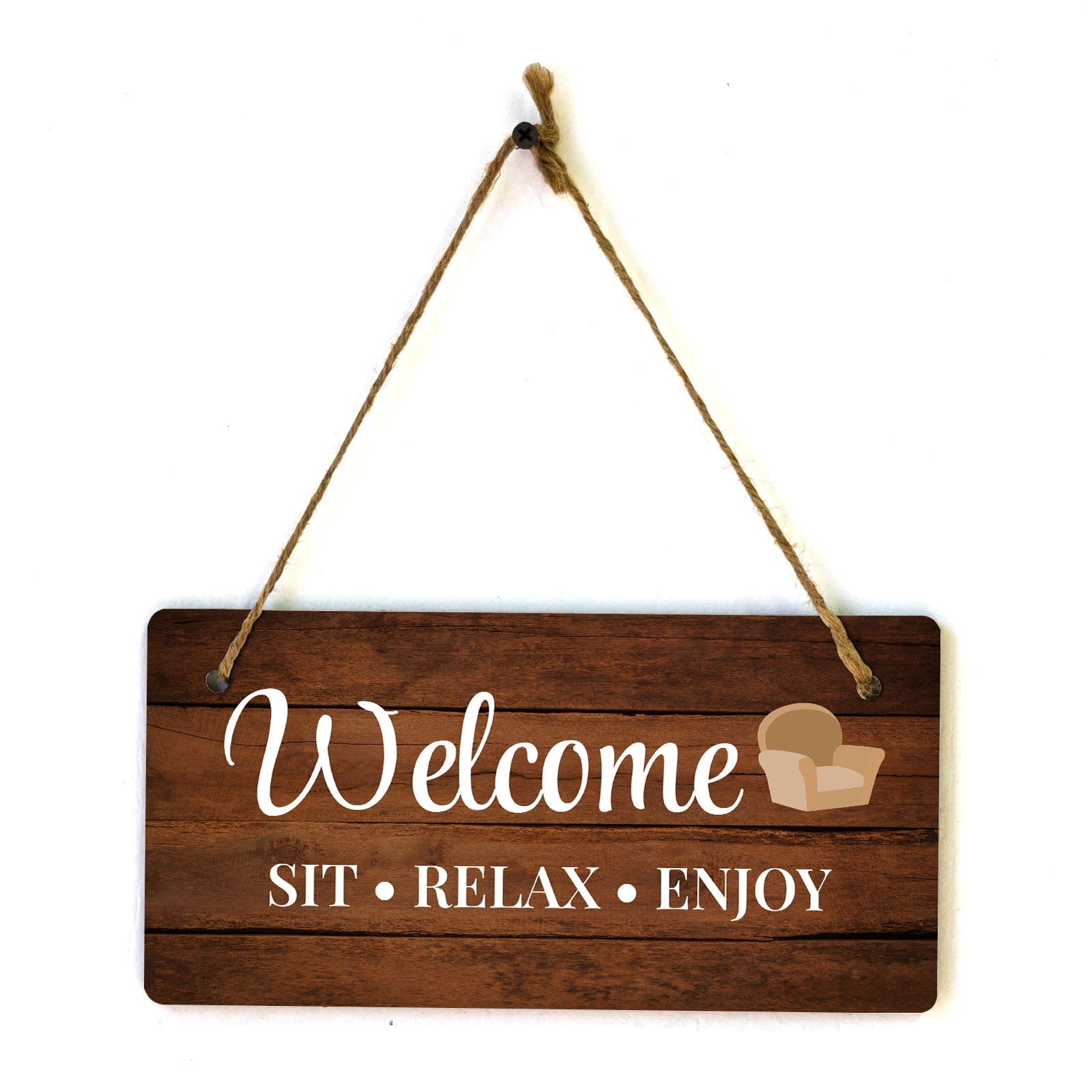 Welcome Sit Relax Enjoy 5x10 Hanging Wall or Door Sign | Home Decor ...