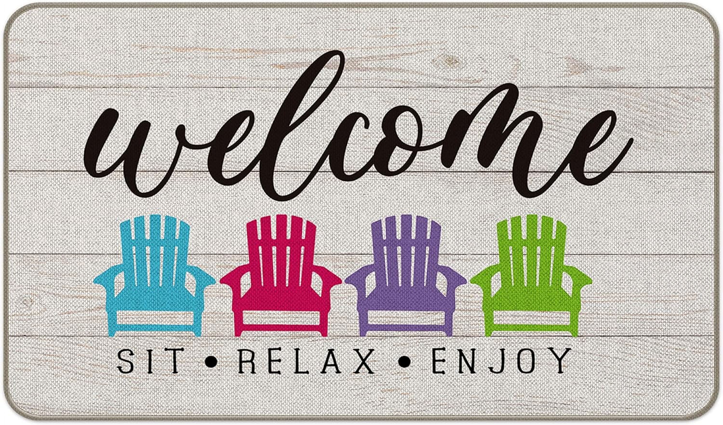 Welcome Sit Relax Enjoy Adirondack Chair Entrance Door Mat Doormats ...