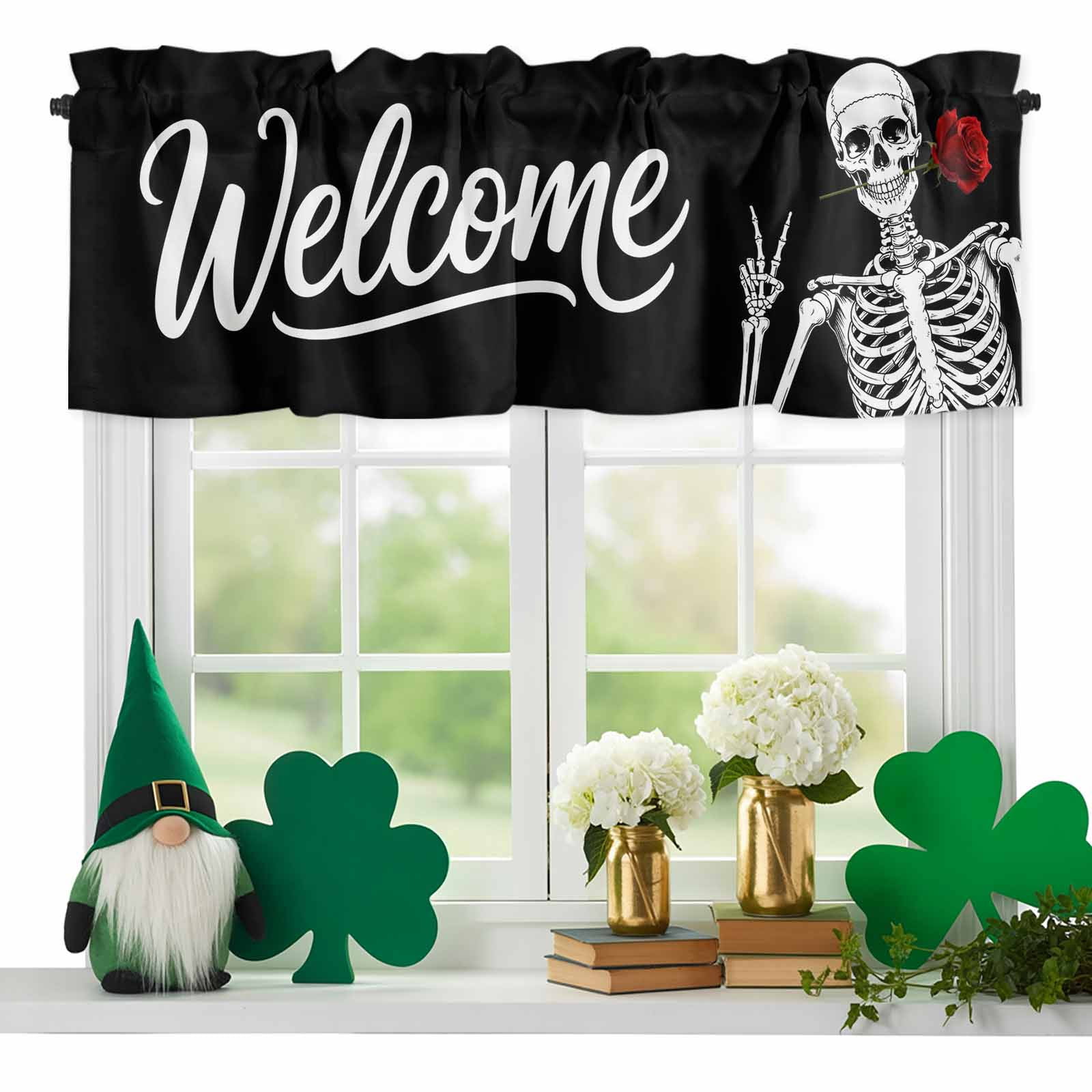 Welcome Skeleton Valances for Windows, Abstract Funny Skull Skeleton ...