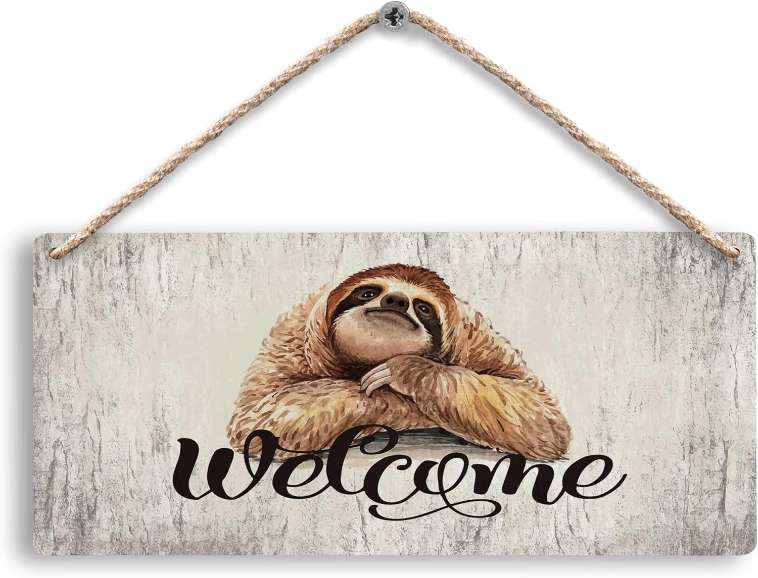 Welcome Sloth Hanging Wooden Signs 12x6, Welcome Sign Sloth Decor for ...