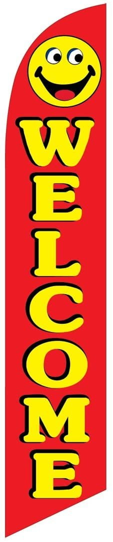Welcome Smiley Feather Banner Swooper Flag for Festivals and Events ...