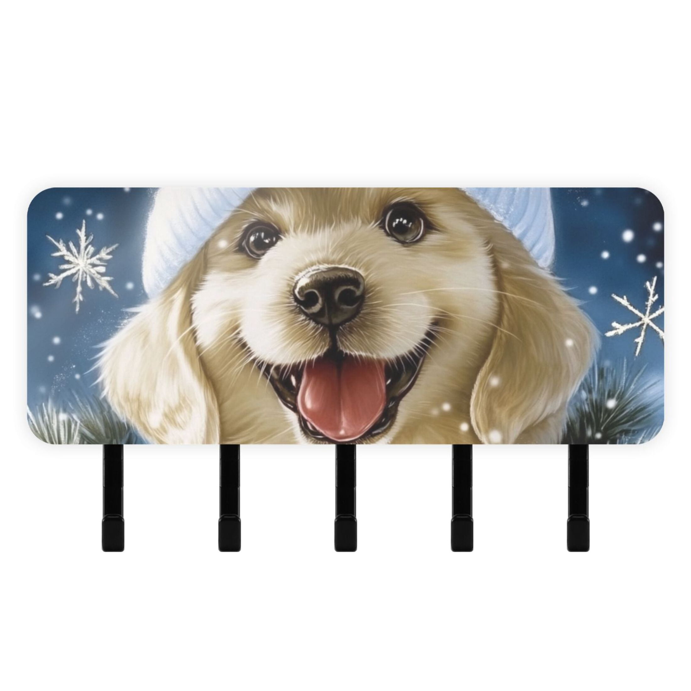 Welcome Snow Cute Dog Key Holder Wall Mount Small Metal Key Rack with 5 ...